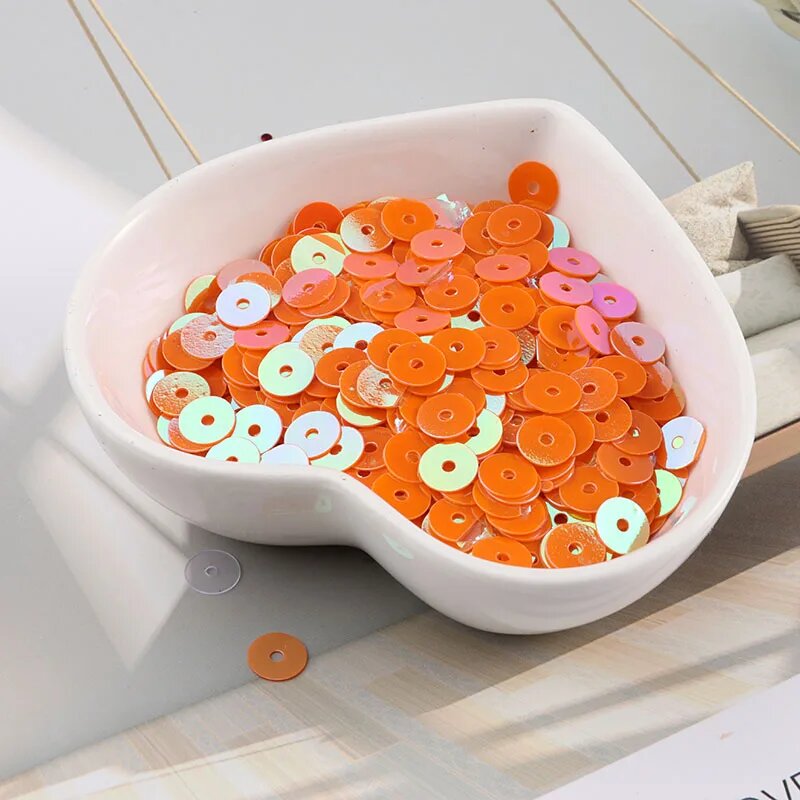 Блестки плоские ПВХ, 6 мм, AB Orange, 10 г