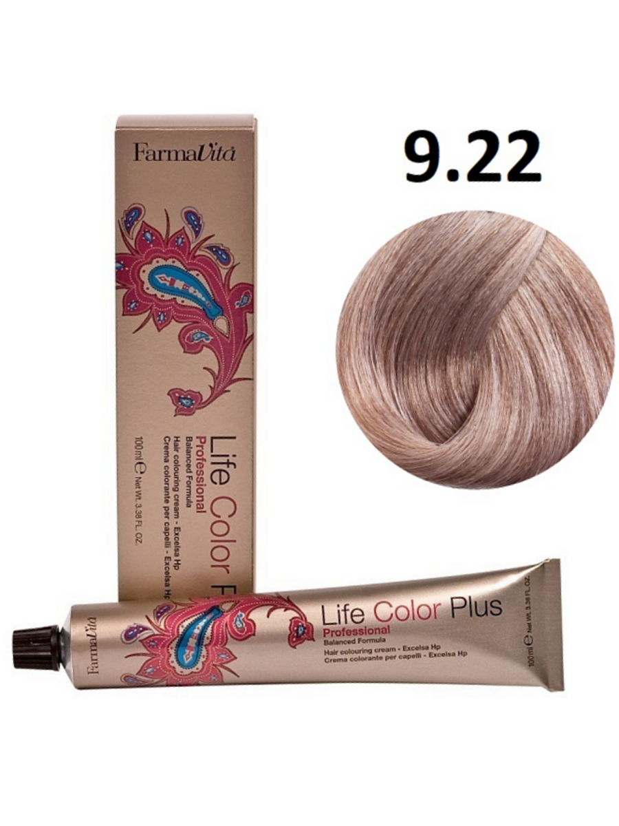 Краска для волос Farmavita Life Color Plus Prof, Перманентный краситель с низким содержанием аммиака, 9.22