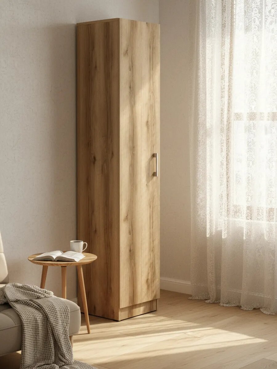 Шкаф пенал FRESTER деревянный в спальню балкон с полками для одежды, от производителя