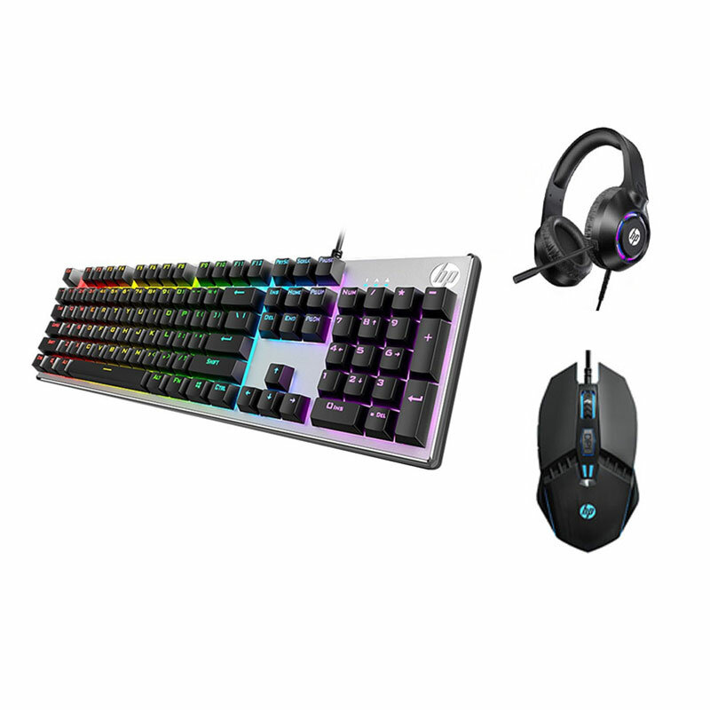Комплект клавиатуры и мыши HP K500F+M1 gaming mouse + gaming earphones, black