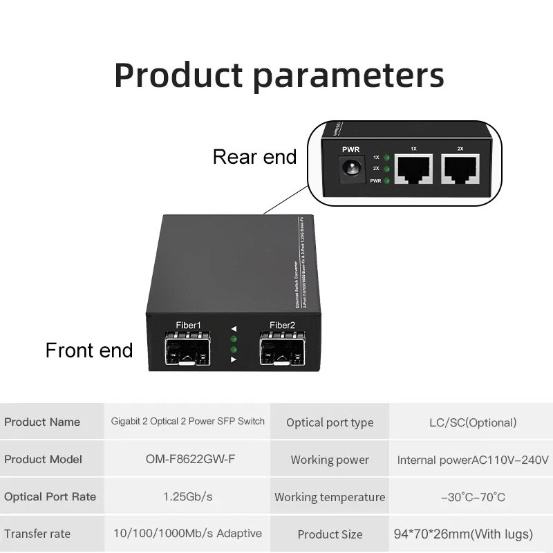 OMAY JT-F8612GW-F Медиаконвертер 1 SFP на 2 RJ45