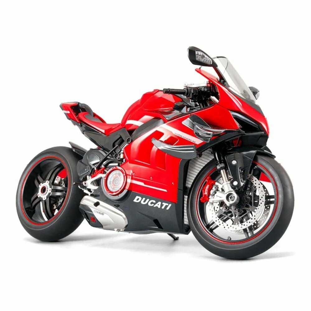 Металлическая модель мотоцикла Ducati V4 в масштабе 1:7 с функцией запуска, звуком, светом и эффектом дыма коллекционная игрушка для мальчиков