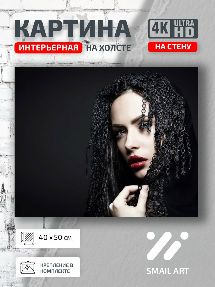 Картина на холсте интерьерная 40 на 50 на стену Губы Portrait для гостиной портрет интерьер