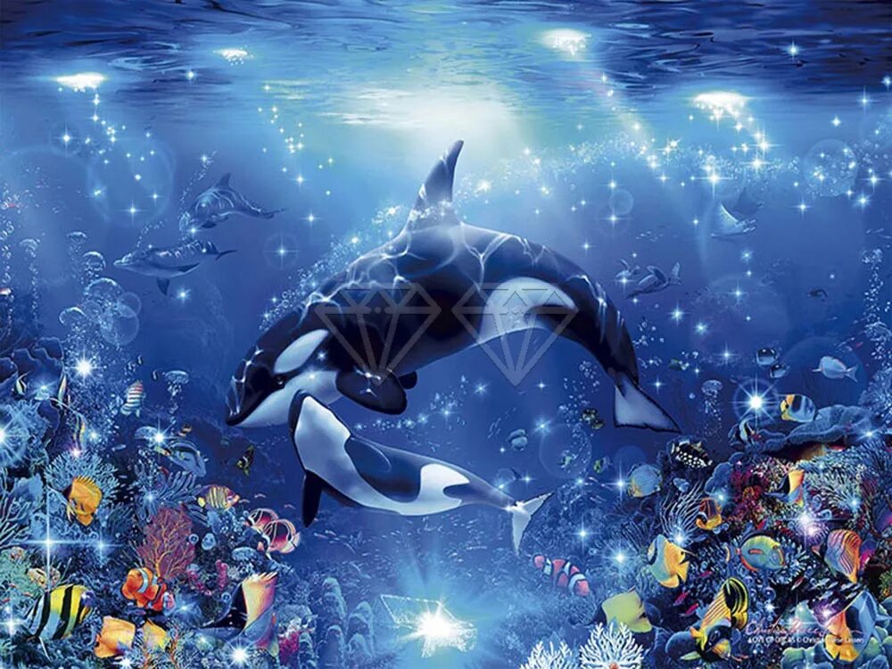 Алмазная живопись "Дельфин", набор 120C Resin 50x70, 2