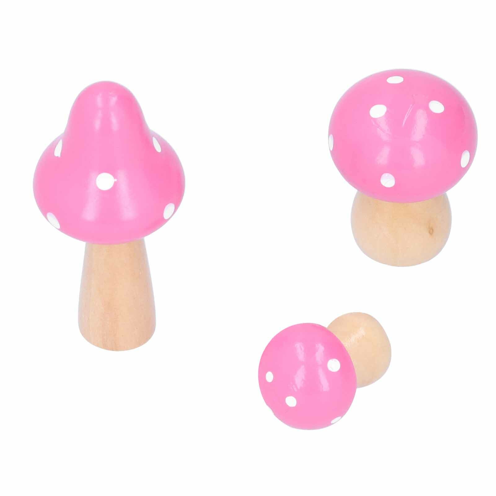 3Pcs/Set Грибные Поделки Инновационные Симпатичные Деревянные Украшения Домашнего Офиса Настольные УкрашенияРозовый
