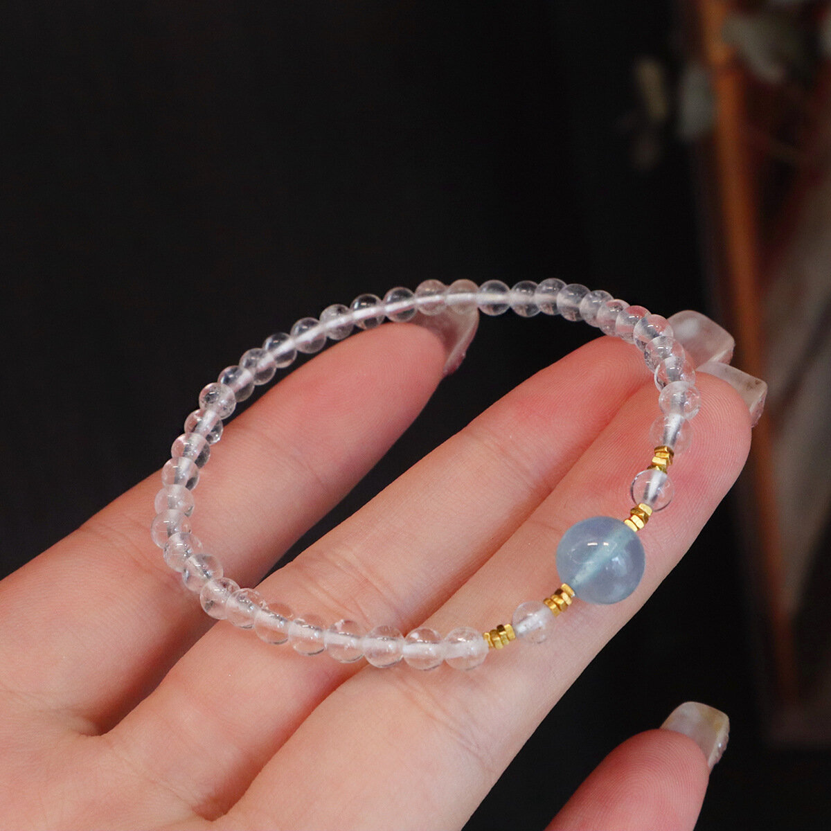 Браслет для гадания, YM Mall из кварца и аквамарина Серебро Приносит спокойствие