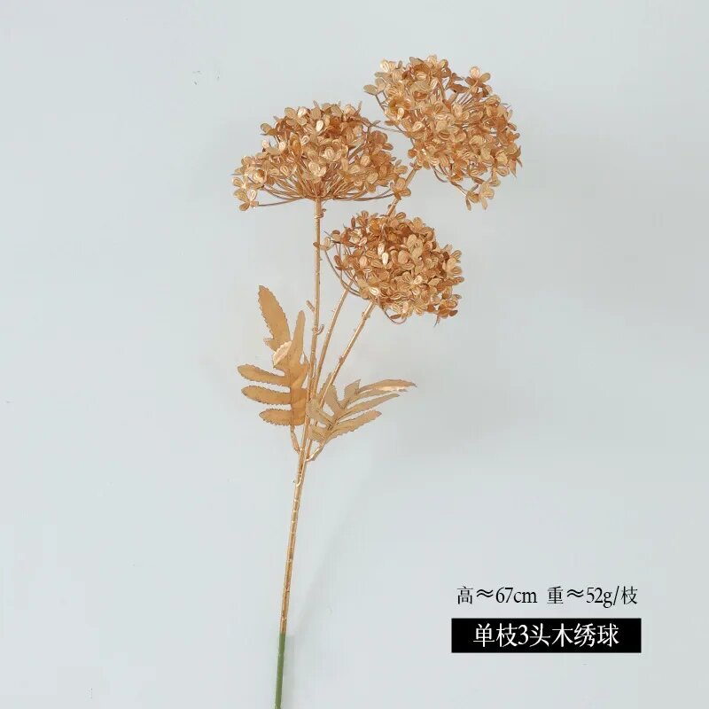 Искусственные золотые листья гинкго и эвкалипта wood hydrangea