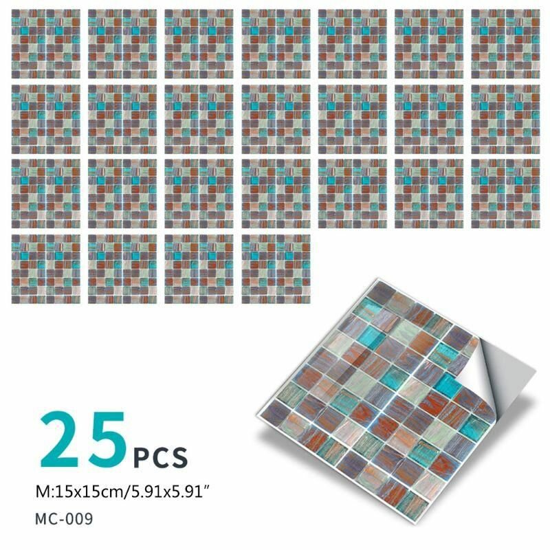1 комплект из 25 штук, водонепроницаемые обои с мозаикой для кухни и ванной комнаты-большие-MC-09