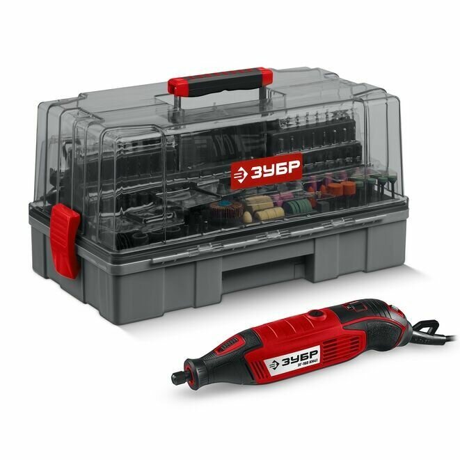 Набор мини-насадок с гравером ЗУБР 245 предметов, 160 Вт