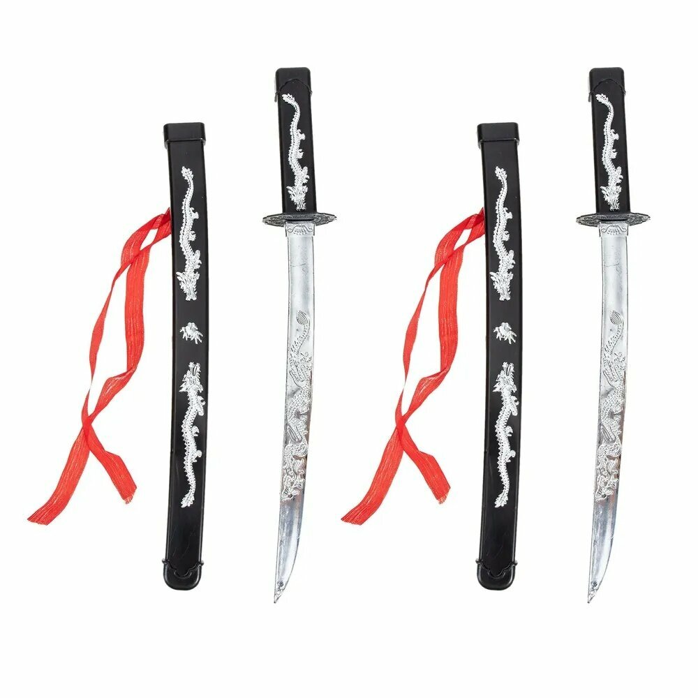 Черные пластиковые игрушечные самурайские мечи для детей для костюмированных праздников, набор из 2 штук