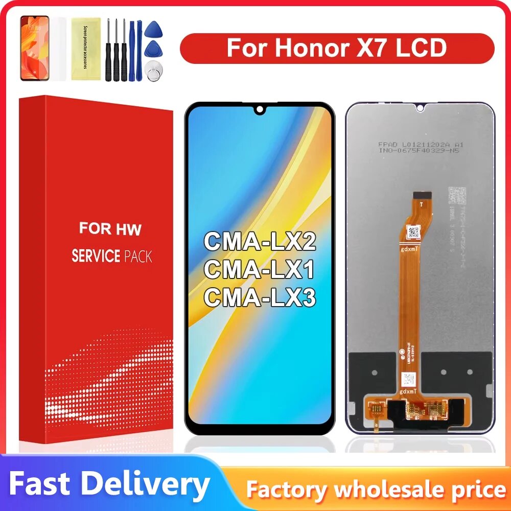 6,74 'Новый ЖК-дисплей для Honor X7, сенсорная панель с дигитайзером в рамке для Honor X7 CMA-LX2, ЖК-дисплей