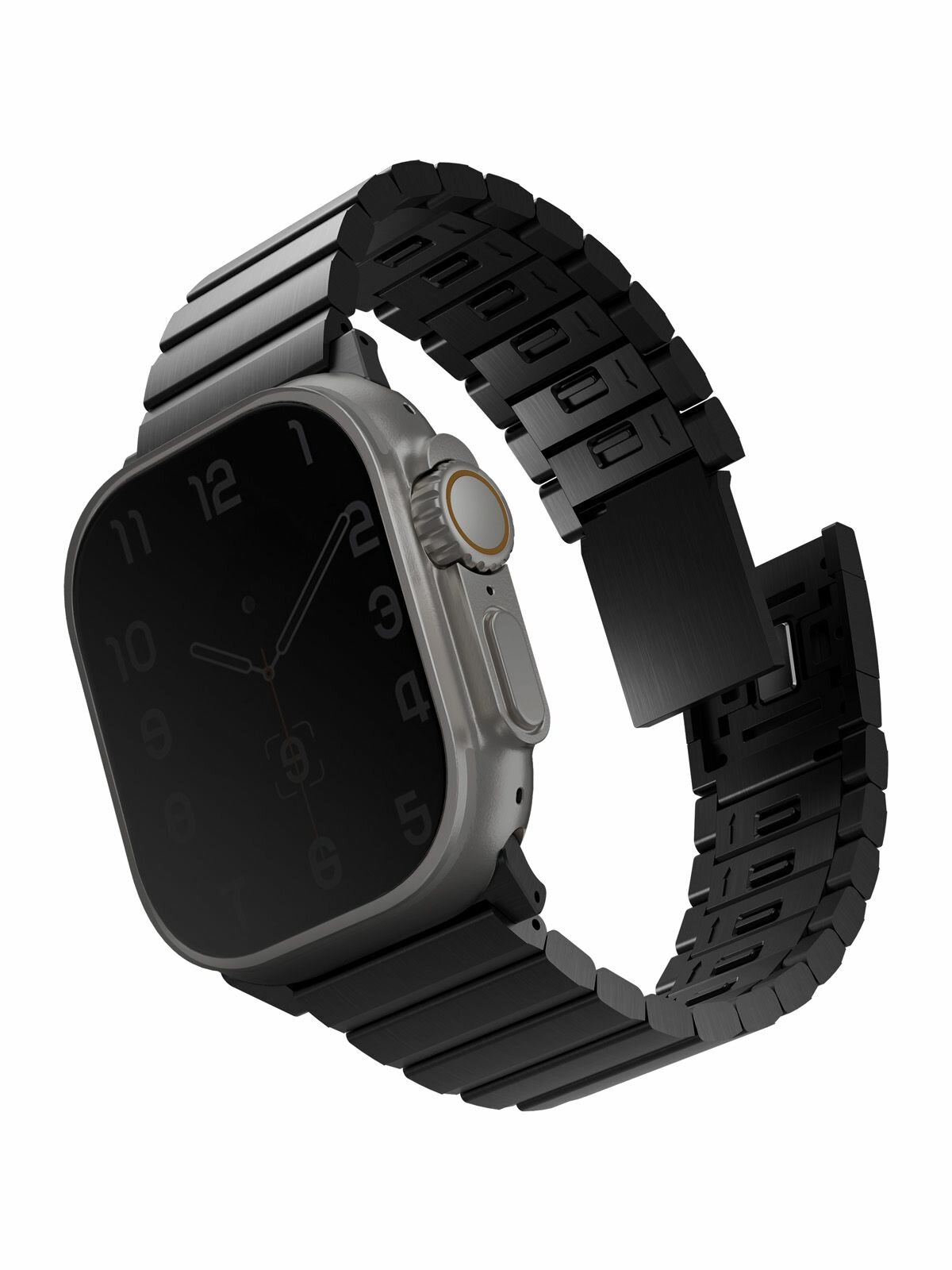 Ремешок UNIQ Strova MAG для смарт часов Apple Watch 44 45 46 49 мм из нержавеющей стали блочный с регулировкой длины и магнитной застежкой, черный