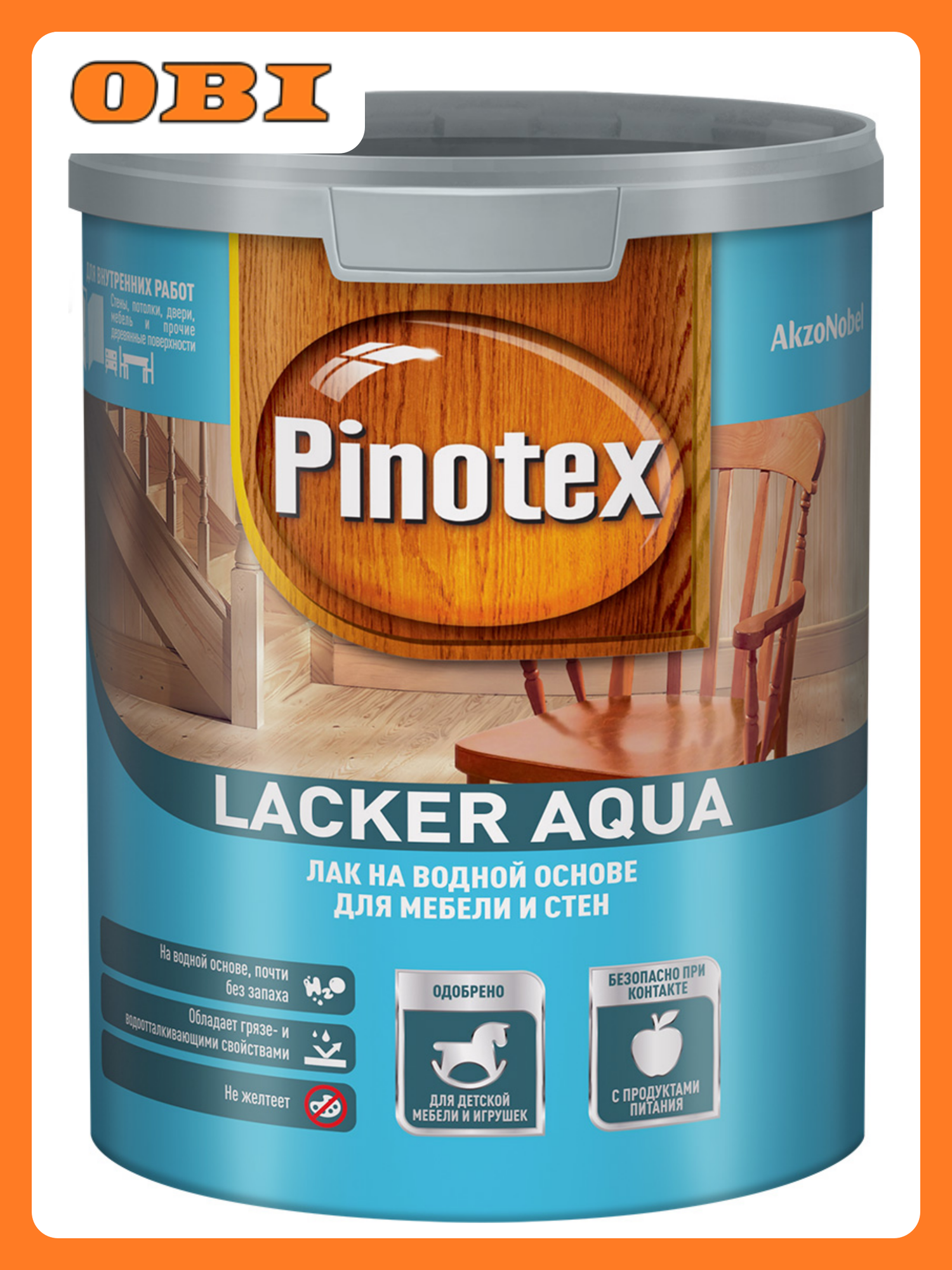 Лак Pinotex Aqua Lacker, глянцевый, для дерева, на водной основе, бесцветный, 1 л