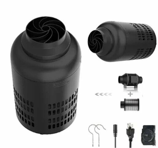 Комплект встроенного вентилятора с угольным фильтром (4"/6"): 10 скоростей, тихий, для растительных тентов, гидропоники и питомцев