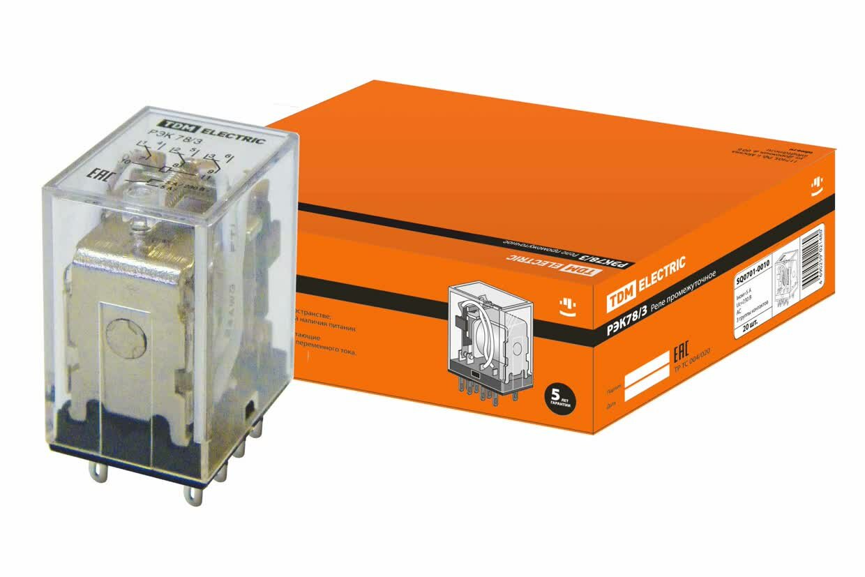 Набор Реле промежуточные РЭК78/3 5А 230В АC TDM {SQ0701-0010} 1 шт (2 шт)
