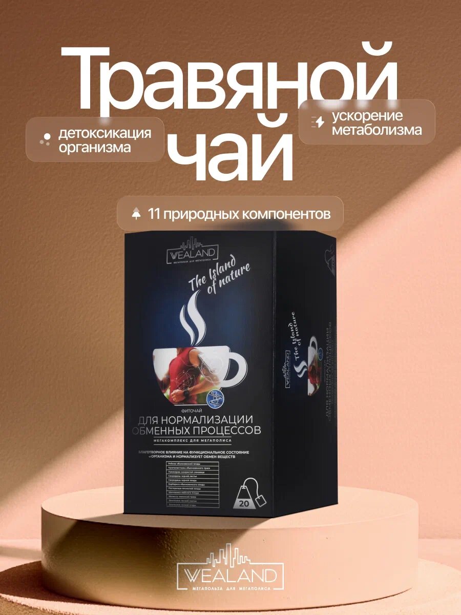 Травяной чай "Детокс и очищение организма, нормализация обмена веществ, фиточай для лимфы, 20 пирамидок"