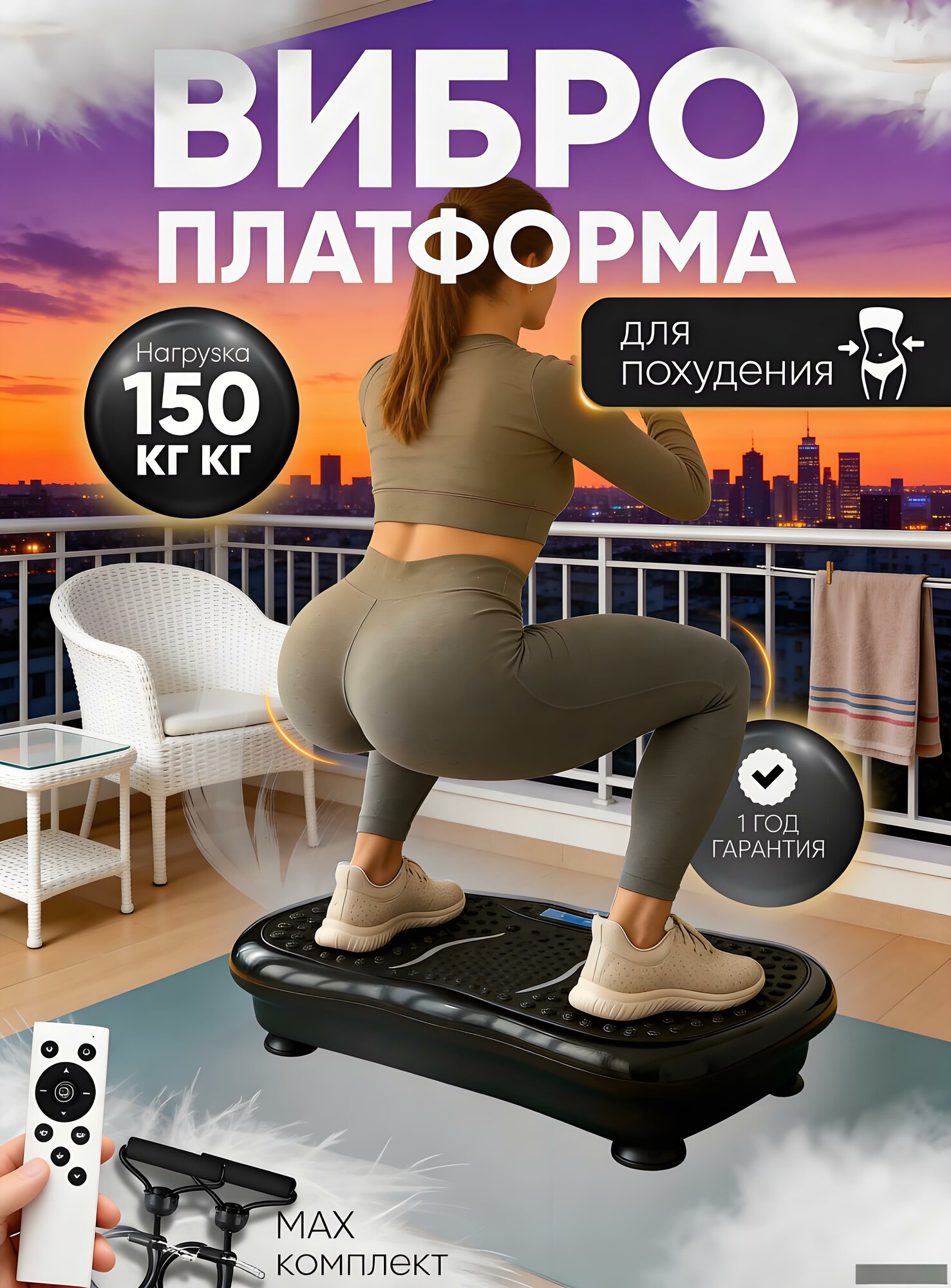 Виброплатформа-массажер, с Bluetooth, 3D-вибрация, для похудения