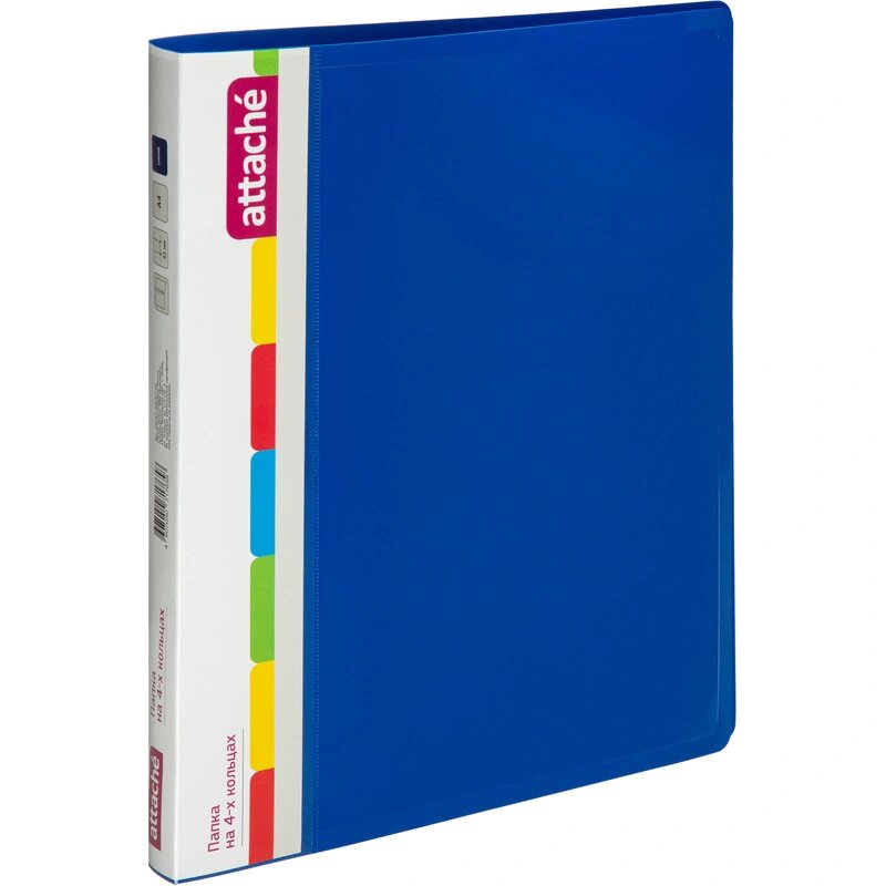 Папка на 4-х кольцах пласт. 25/32мм А4 ATTACHE F504/07 синяя Ро