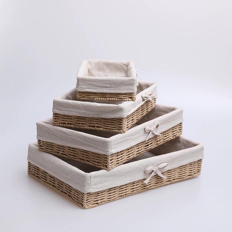 Корзина для хранения из ротанга, средства по уходу за кожей, закуски из сухофруктов, ящик для хранения с дистанционным