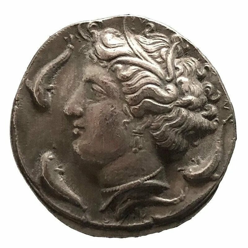 Медные посеребренные греческие монеты ремесла