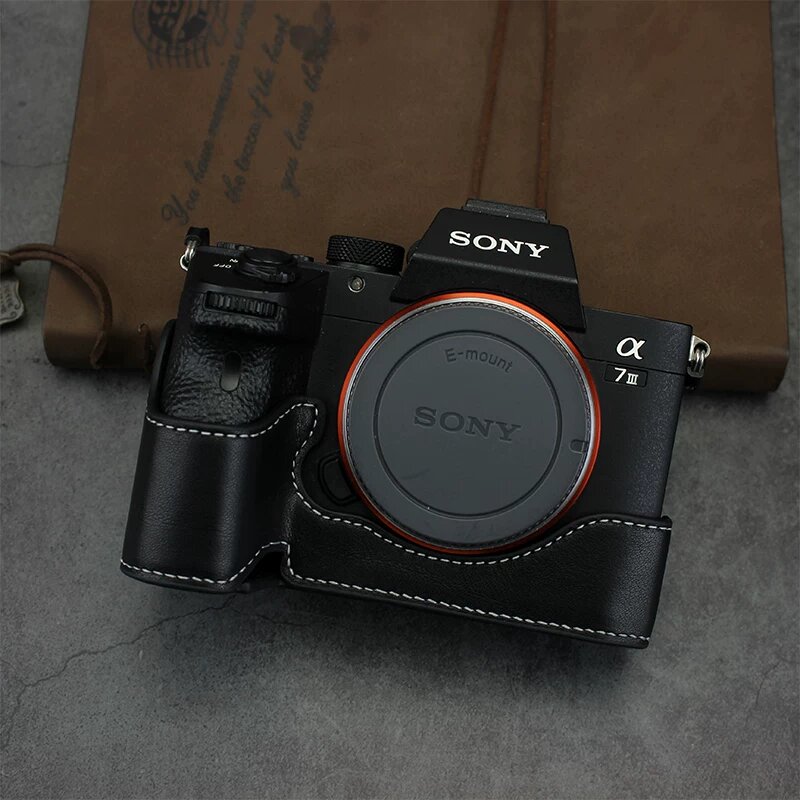 Сумка-чехол для Sony A7M4/A7R5/A7S3 из черной натуральной кожи - Премиум защитная сумка для камер A7 серии