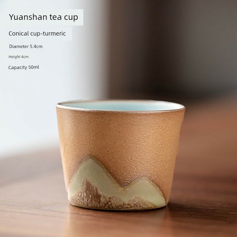 Yuan Shan грубая керамика чайная чашка конической формы, турмалиновый цвет, ручная работа, объем менее 200 мл