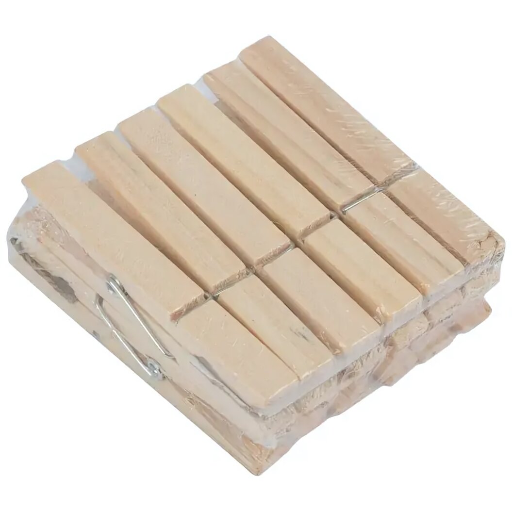 Набор прищепок деревянных 12 шт, компактные и надежные, 7 см