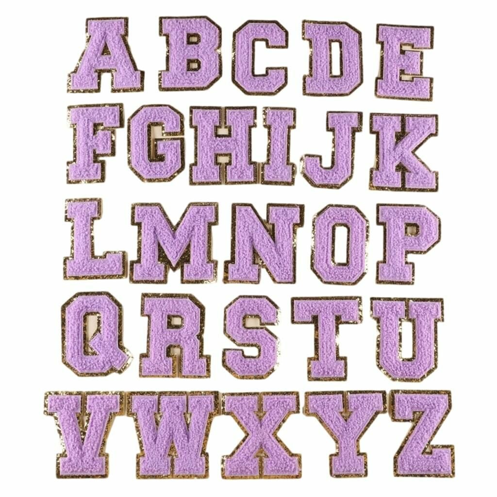 Набор аппликаций из 26 букв для вышивки, Фиолетовый