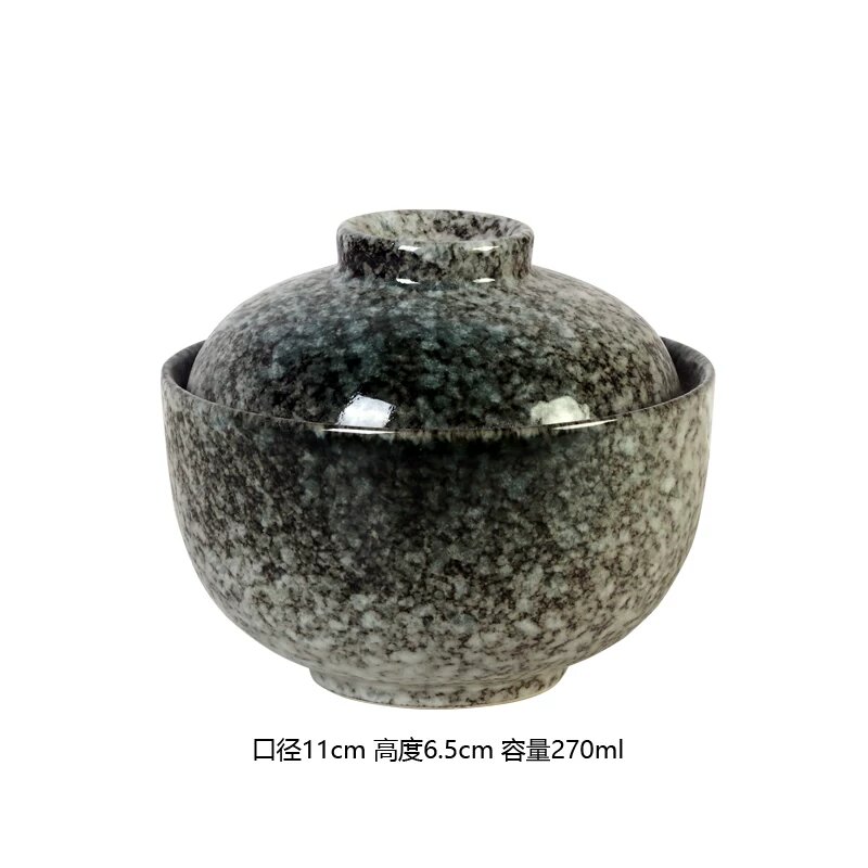 Японская керамическая посуда: миска для риса с крышкой, миска для риса с говядиной, суповая миска с крышкой, десертная