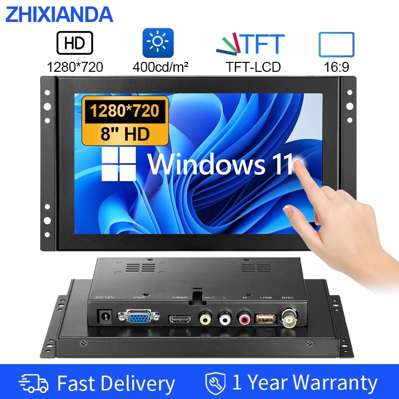 8-дюймовый промышленный сенсорный монитор G0816 Capacitive touch, Европейская вилка (EU Plug)