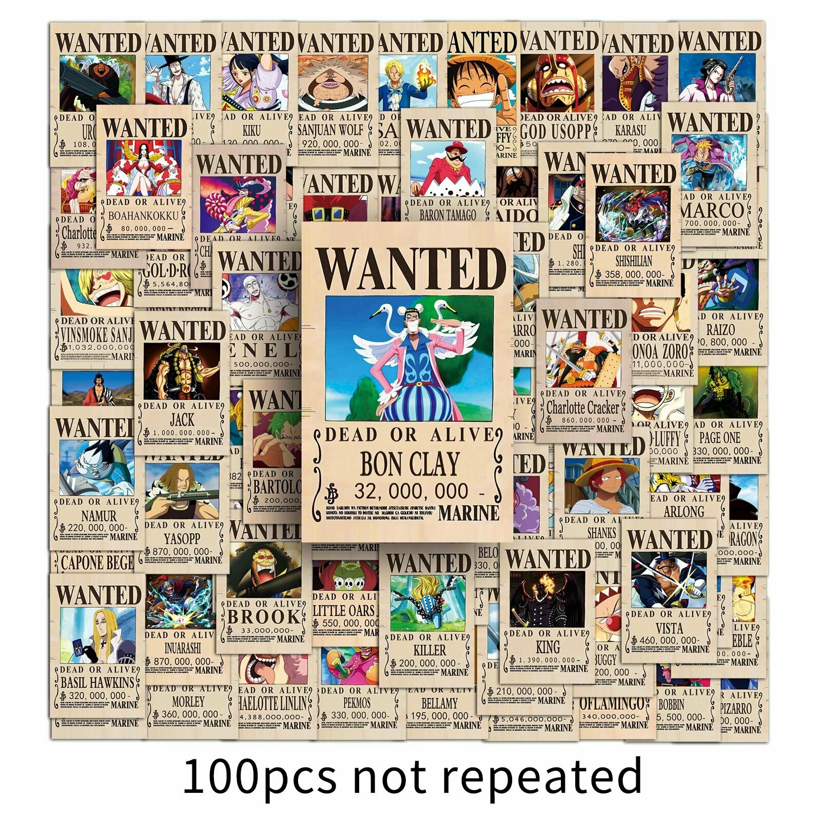 Наклейки One Piece Wanted AB-1466+1467H, 100 шт