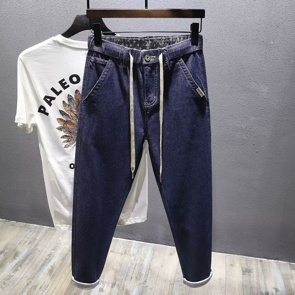 Тренд RONG CH Мужские Джинсы Весна Потертые Конусообразные Кроп Дэд Деним, Размер_M