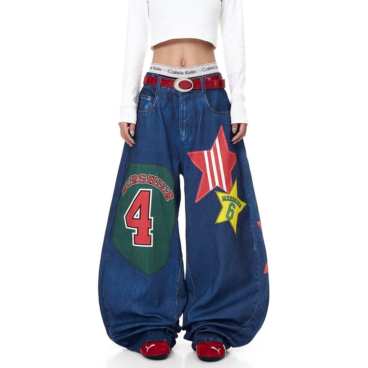 Тренд RONG CH Джинсы Женские Карго Винтажные Большие Карманы Стильные Деним, Размер_3XL