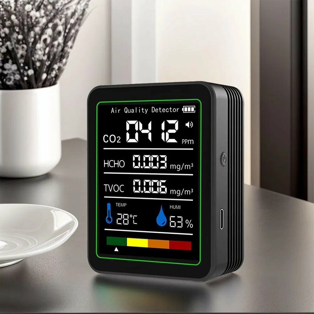 Многофункциональный датчик качества воздуха 5-в-1, защищенный от помех, подходит для контроля содержания формальдегида, углекислого газа, температуры и влажности