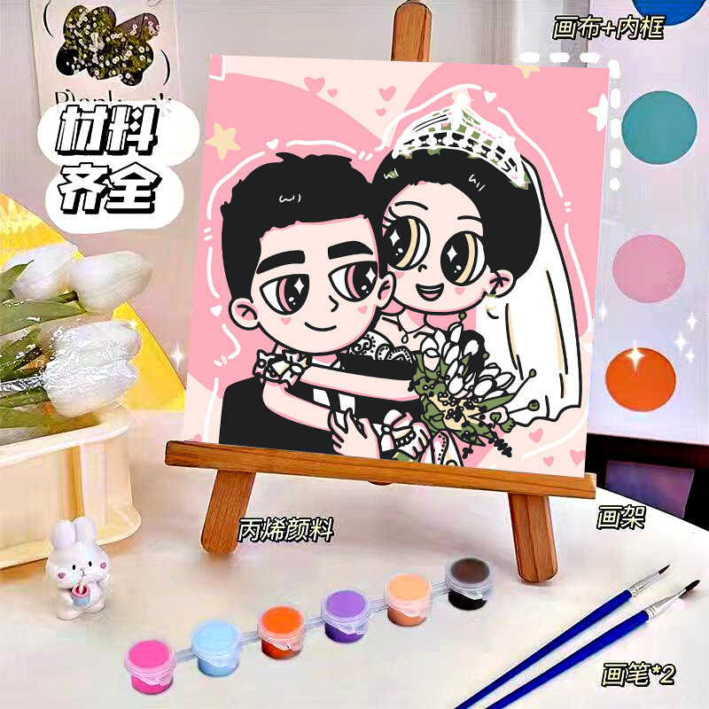 Цифровая картина маслом 20*20, аниме, раскраска маслом, ручная роспись маслом, декор для спальни.