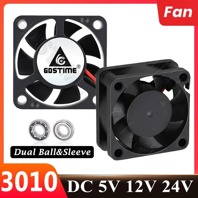 Вентилятор 30x30x10мм 24V, Dual Ball, 12000RPM — фото 1
