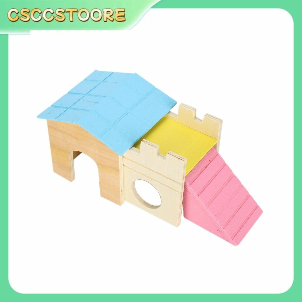 Деревянный домик для хомяков с лестничной горкой, игровая хижина.