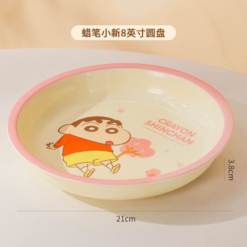 Керамическая тарелка с широким краем Crayon Shin-chan, милая детская обеденная тарелка, мультяшная керамическая тарелка, универсальная посуда для взрослых и детей