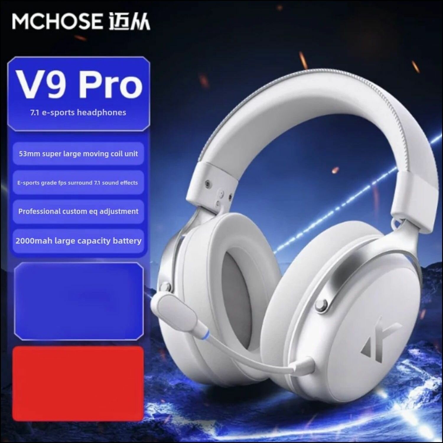 Игровая гарнитура MCHOSE V9 Pro с премиум шумоподавлением, три рабочих режима для спорта и активного отдыха