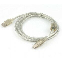 Cablexpert Кабель USB 2.0 Pro, AM/BM, 2м, экран, 2 феррит. кольца, прозрачный (CCF-USB2-AMBM-TR-2M)