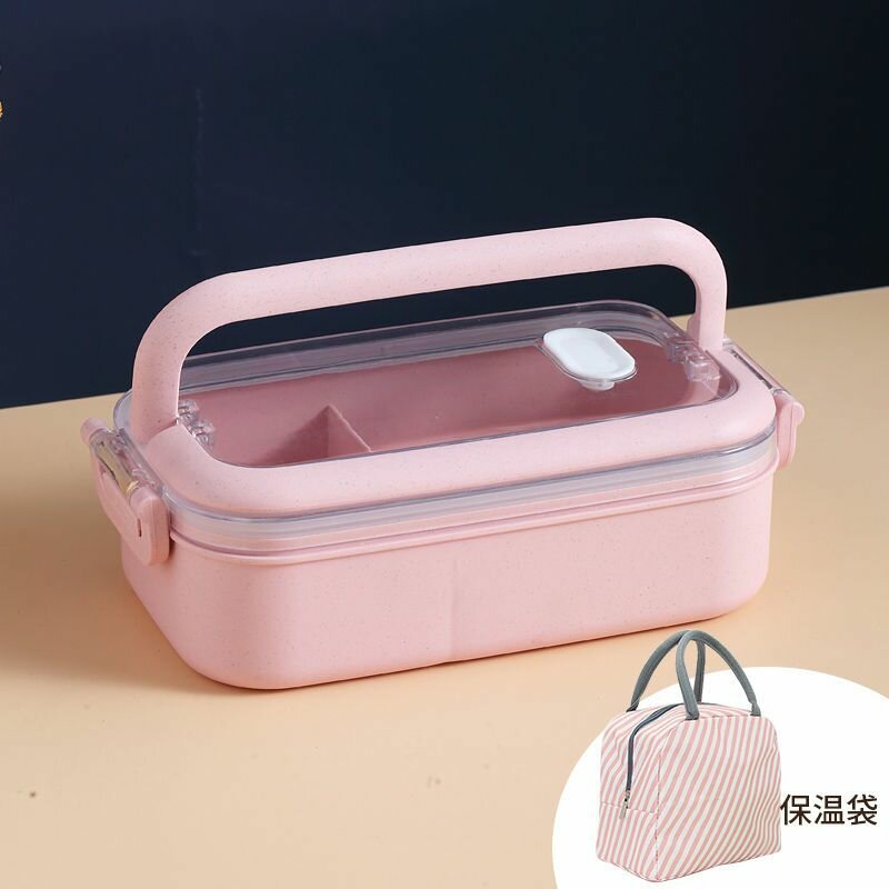 Японский стиль, двухслойный ланч-бокс, бенто-бокс для офисных работников и студенток, микроволновая, разделенная, портативная ланч-бокс набор