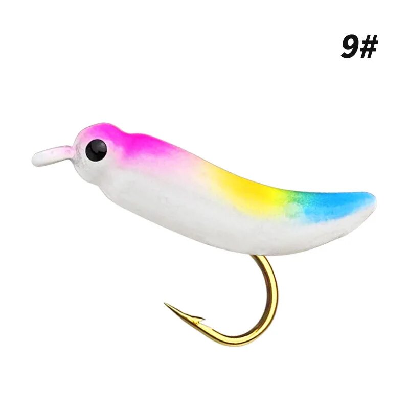 1g2g3g имитация маленькой птицы, крючок для зимней рыбалки, крючки для корня, мини-микро-объект, глазные рыболовные крючки, светящийся ледяной рыболовный крючок, наживка