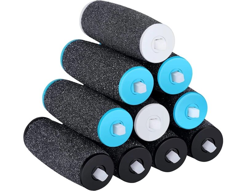 10pcs Запасные валы для электрошлифовки Scholl Velvet Smooth, 3 типа шероховатости: толстые черные ×4, средние синие ×4, тонкие белые ×2, совместимы с Scholl Velvet Smooth Wet & Dry и Scholl Velvet Soft