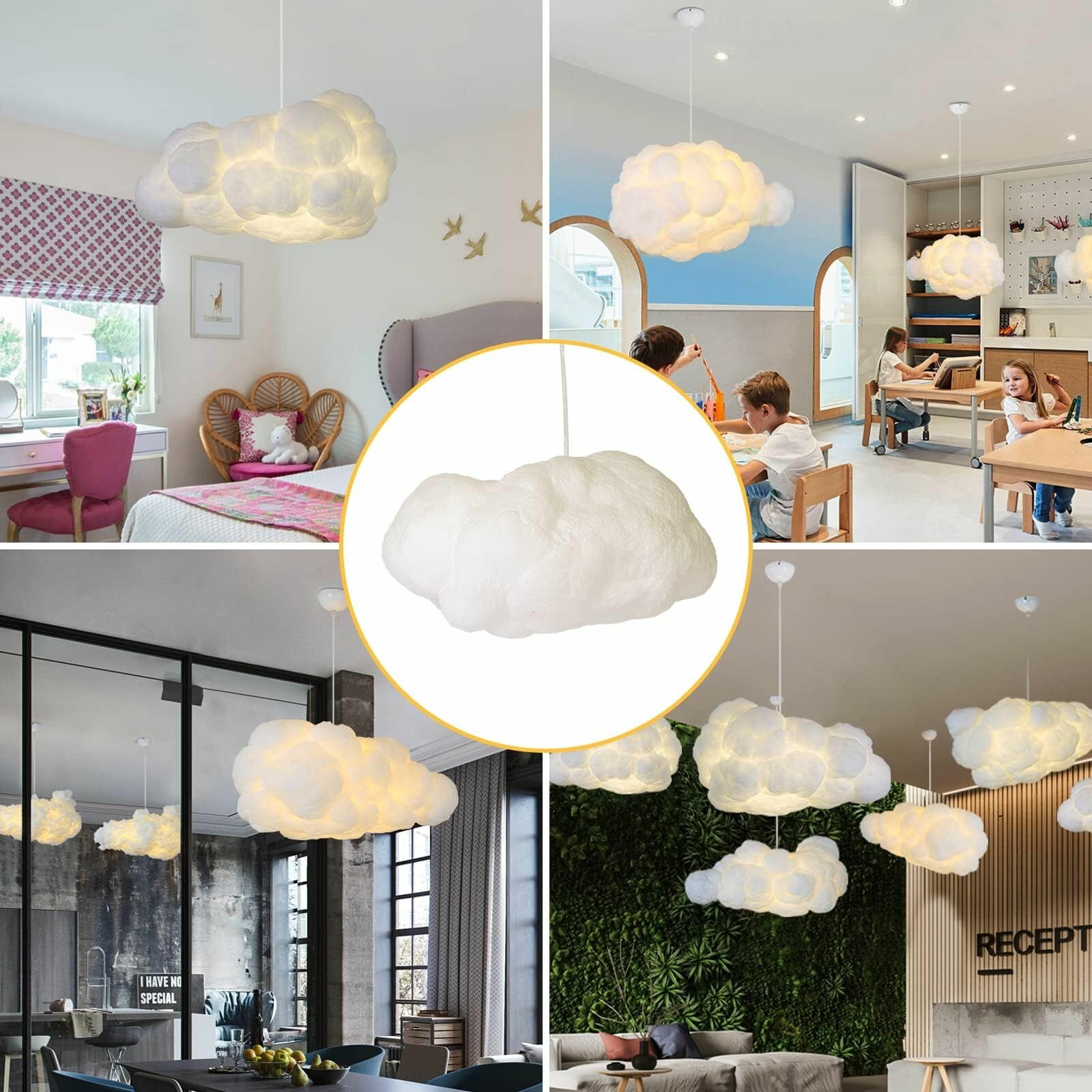 Современная белая люстра-облако с регулируемой высотой, E27, прочный материал, не ржавеет и не выгорает, подходит для детской и комнаты подростка.