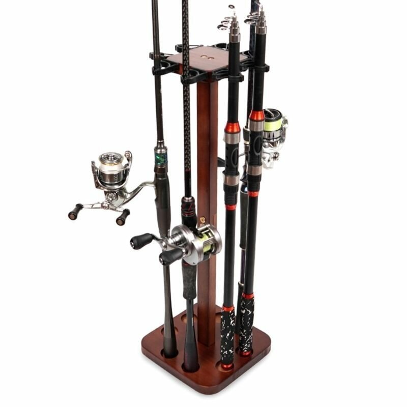 Массив дерева 8 14-позиционный напольный держатель для удочки-краска из орехового дерева-8-позиционный