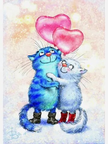 Алмазная Мозаика "Синие Коты" 40x50 См, Безрамная, Идеальна Для Дома, Украшения, Подарков.