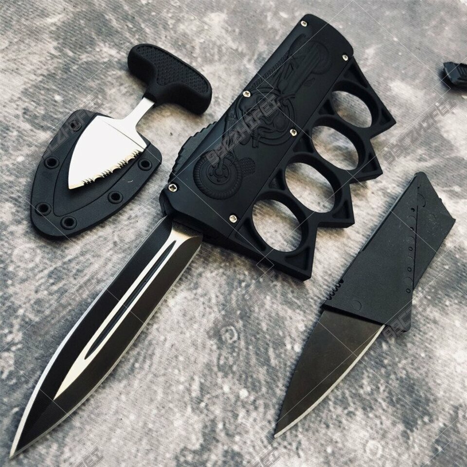 Складной Нож С Костяшками Пальцев, Обоюдоострый Кинжал Для Выживания На Открытом Воздухе
