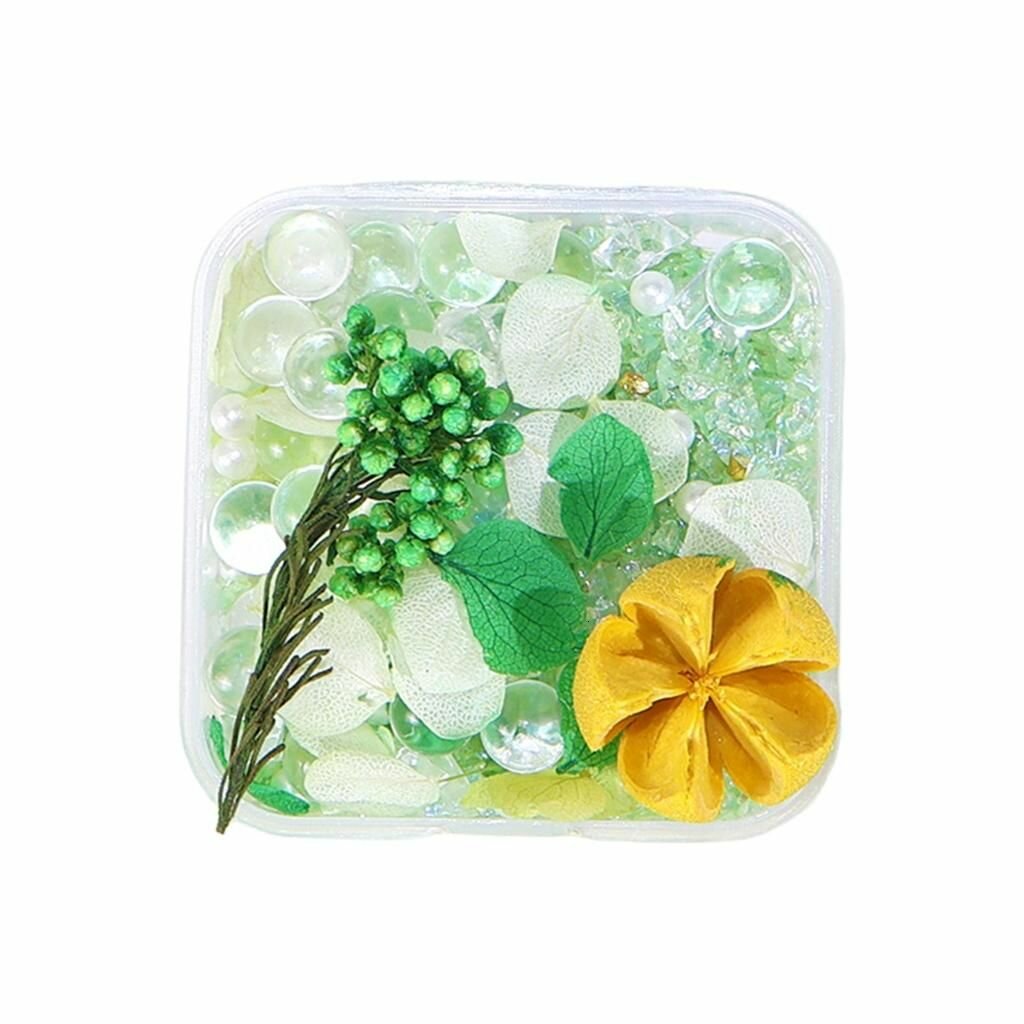 Художественная композиция из сухоцветов в смоле с камнями и жемчугом, - 3