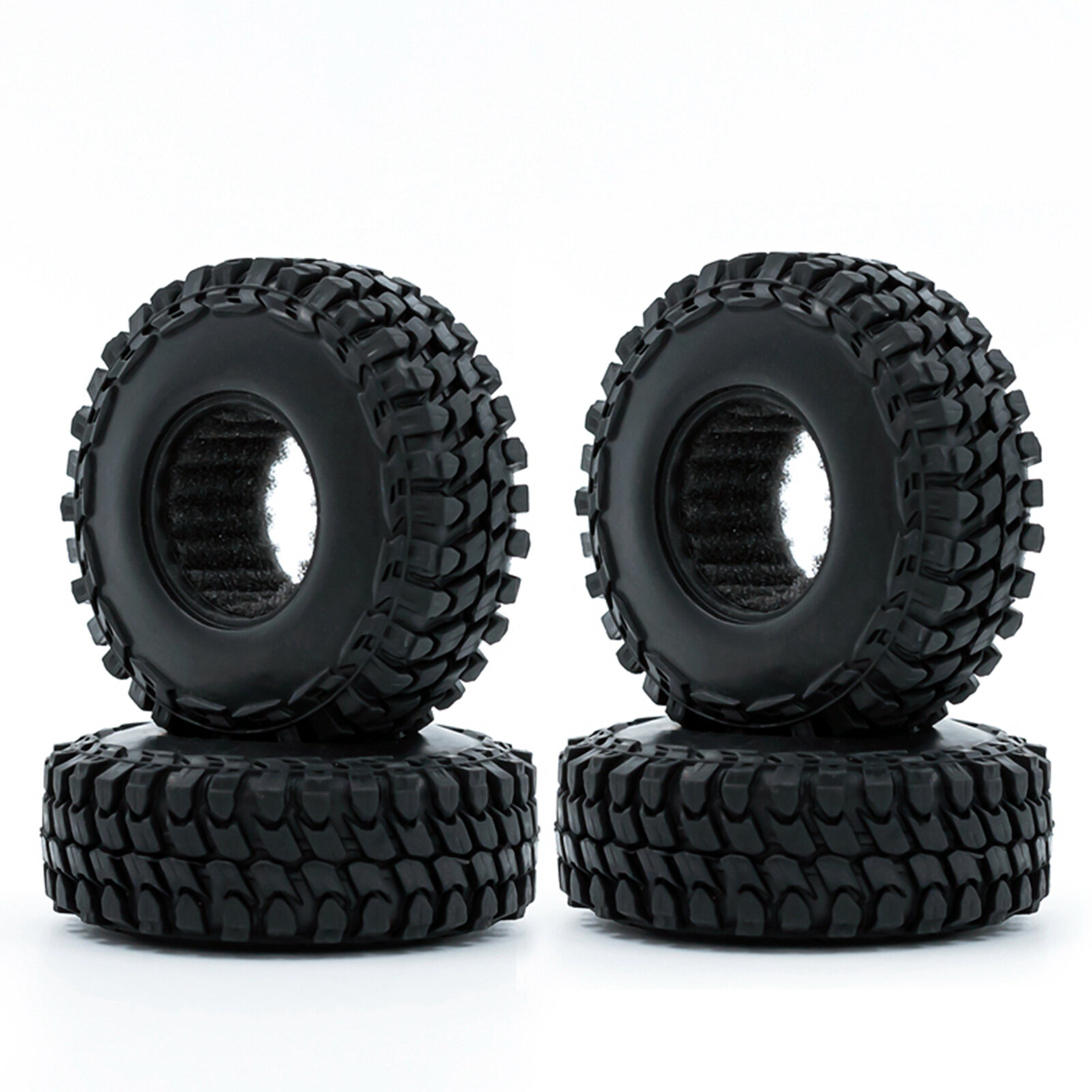Реifen для радиоуправляемых автомобилей RC Crawler из резины 4 штуки замена для 1/24 Axial SCX24 90081 AXI00005 C10 AXI00006 AXI00002 RC Car внешний диаметр колеса 54мм ширина колеса 18мм упаковка пластиковая размер упаковки 11.8*11.2*3см вес упаковки 43г