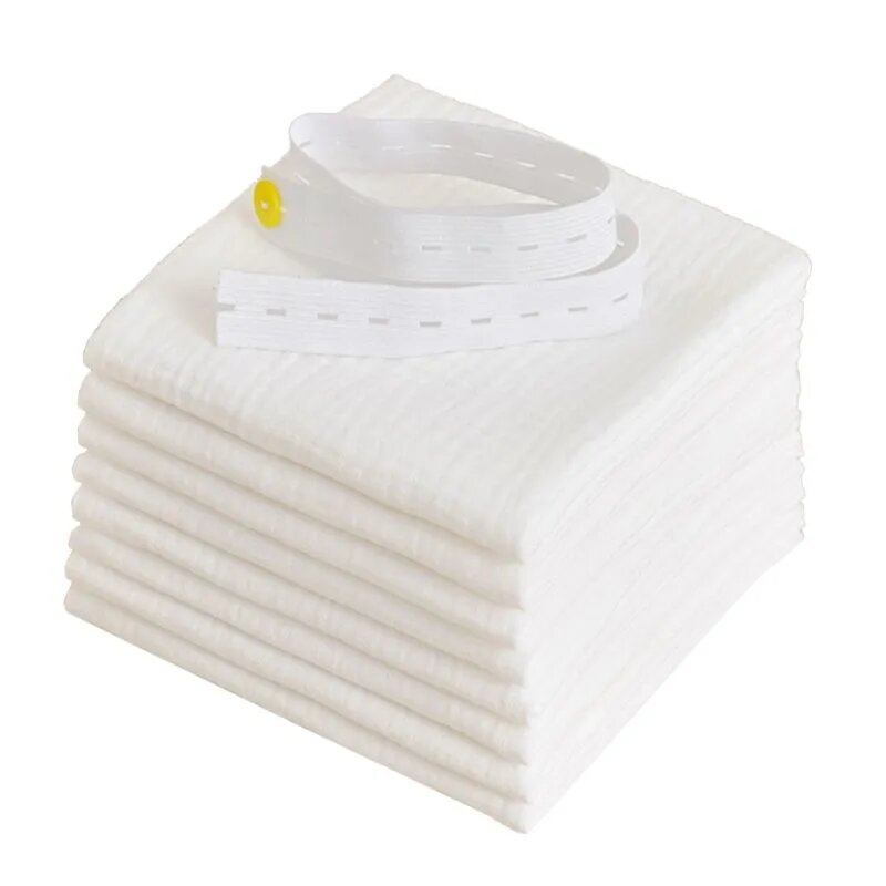 (1 комплект из 8) Хлопковые двухслойные моющиеся марлевые подгузники для новорожденных